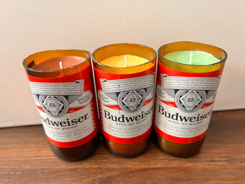 Various Scented Candles in Budweiser Beer Bottle Cotton Wick - Etsy