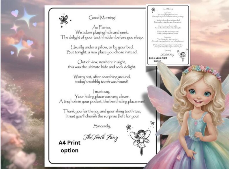 Tooth Fairy Letter, Lost Tooth, No Tooth for Under the Pillow, Kids ...