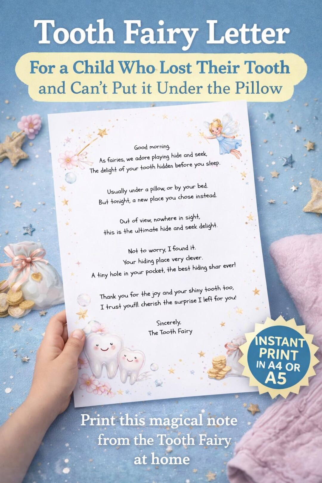 Tooth Fairy Letter Not Under Pillow Printable | Tooth Fairy Letter for ...