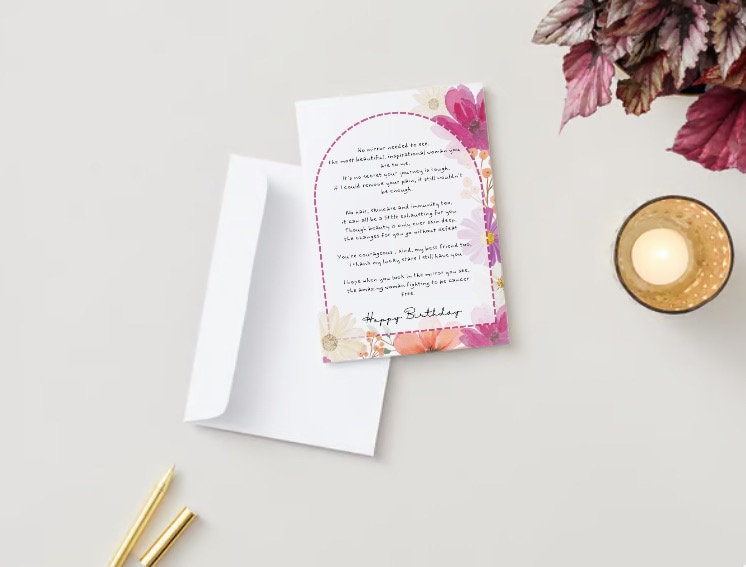 Cancer Birthday Card, Breast Cancer Support Card, Happy Birthday Card ...