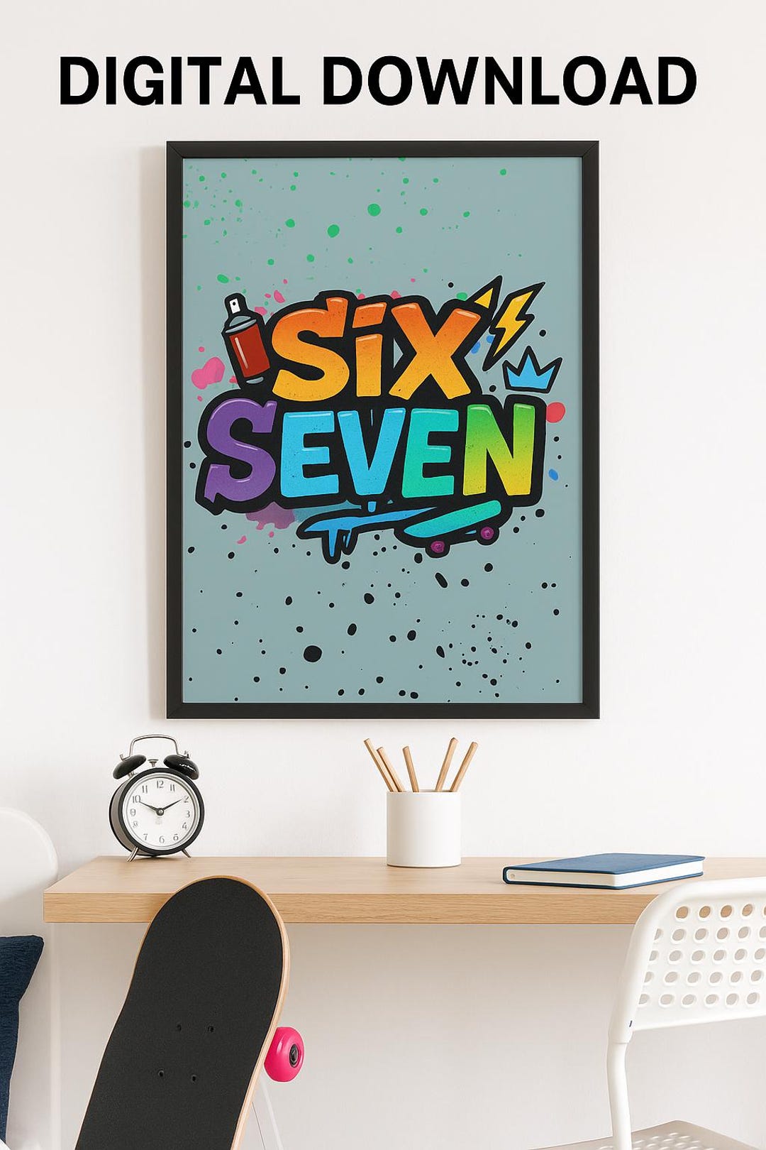 Six Seven Graffiti Wall Art Print | Youth Boys Room Decor | Digital ...