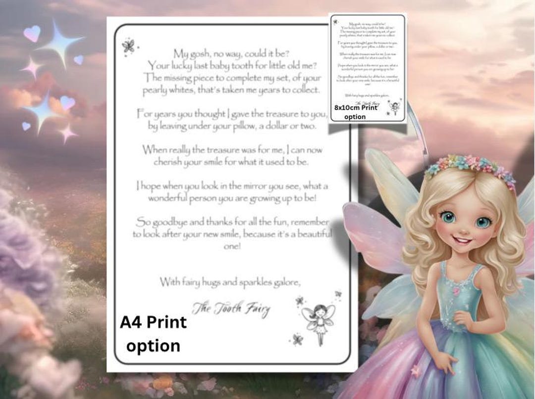 Tooth Fairy Letter, Digital Download, Last Baby Tooth, Printable, Kids ...