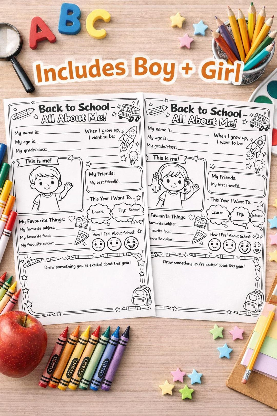 Back to School All About Me Worksheet | Kids Colouring Activity | First ...