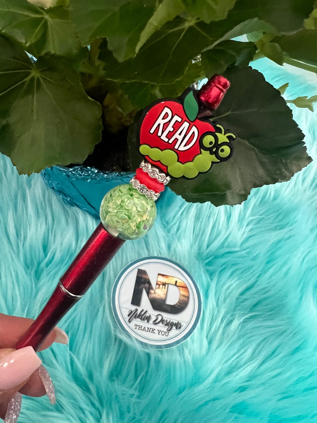 Teach Pen, Teacher Nurse Pen, Thank You Gift, Cute Pen With Beads, Metal Refillable Pen, Apple ...