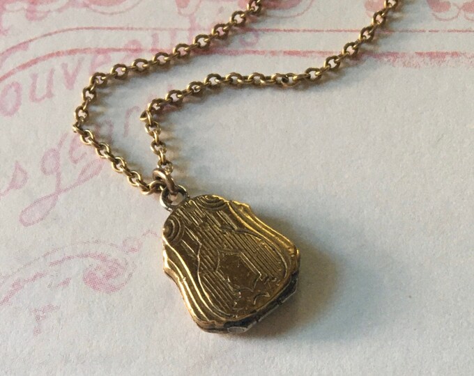 Antique Micro-miniature Locket in Gold Filled With Shield - Etsy
