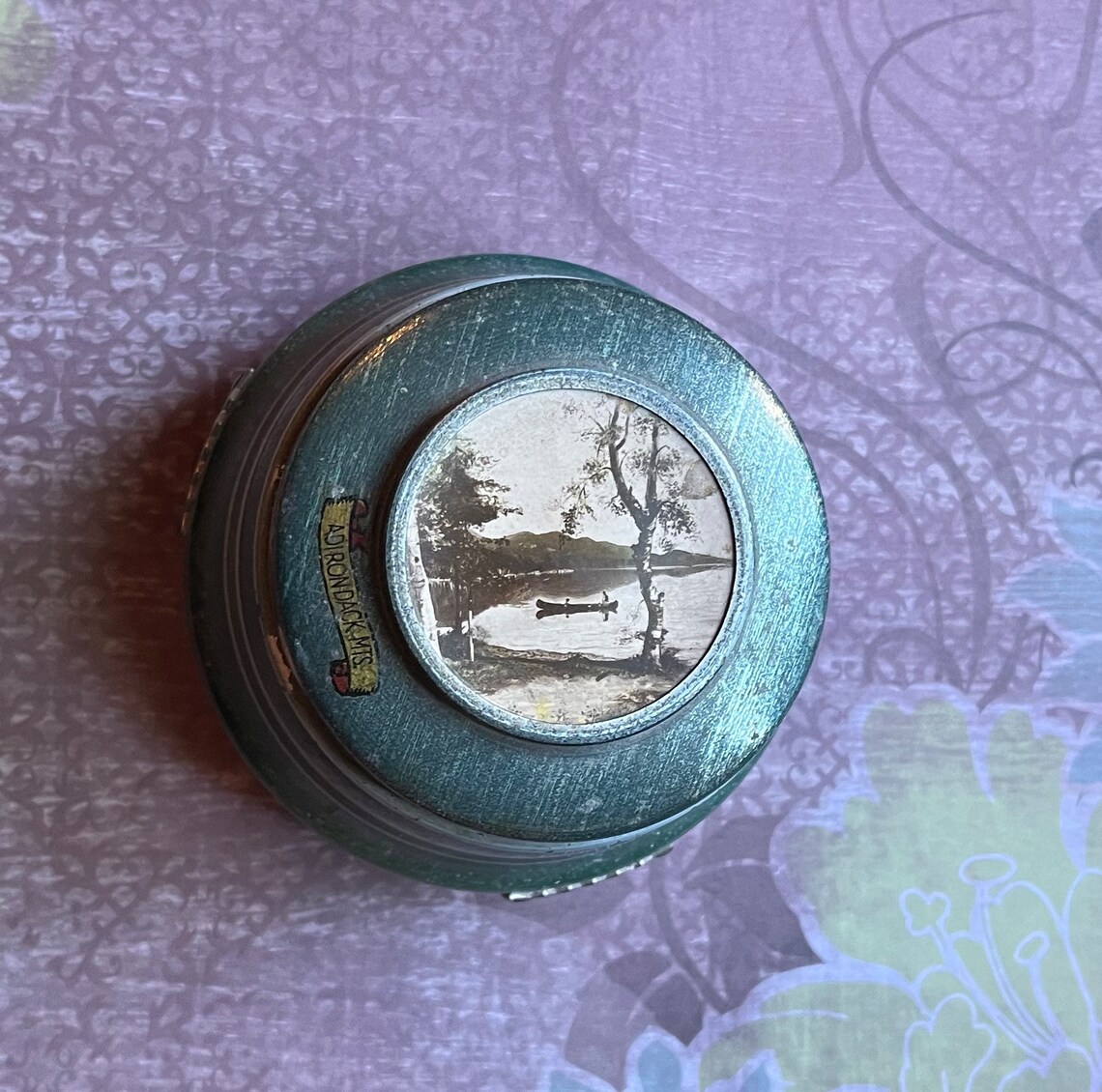 Antique Art Deco Metal Powder Box Compact in Blue With Metal - Etsy