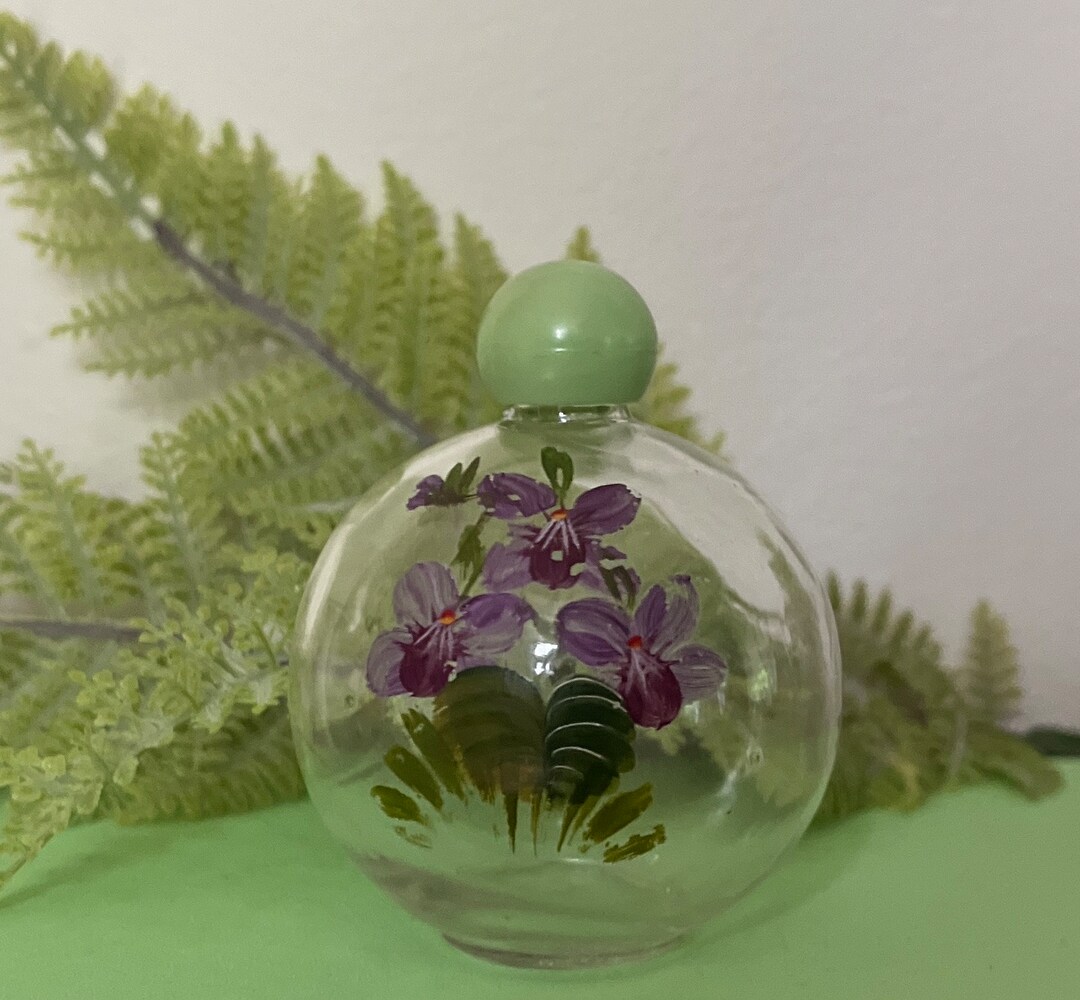 Vintage Devon Violets Empty Clear Glass Perfume Bottle With Hand ...