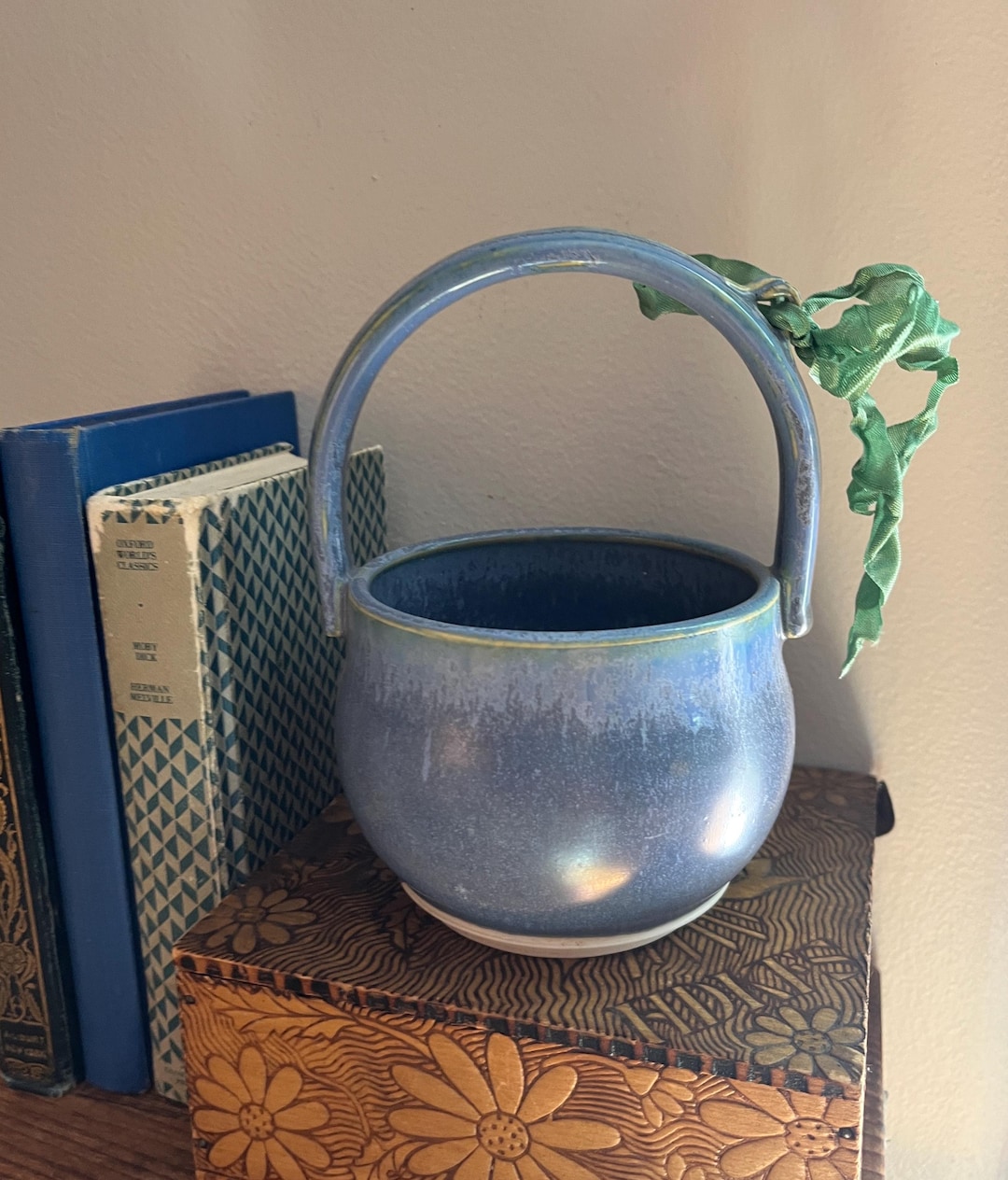 Vintage Carol Barclay Studio Art Signed Porcelain Basket With Handle ...