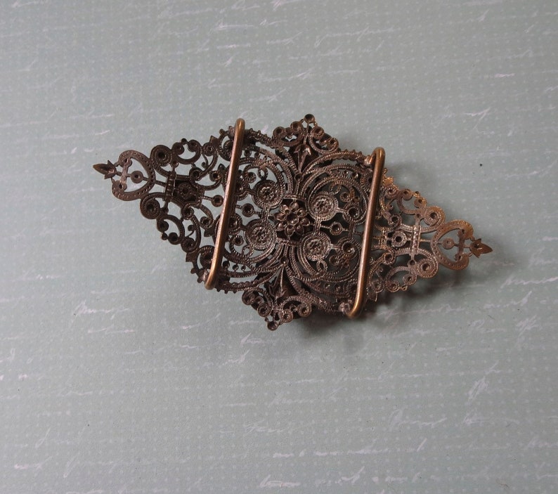 Antique Art Nouveau Ornate Brass Filigree Sash Buckle Adorned Etsy
