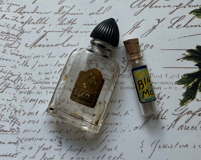 Antique Art Deco Set of Tetlow's Blue Moon Miniature Glass Bottles ...