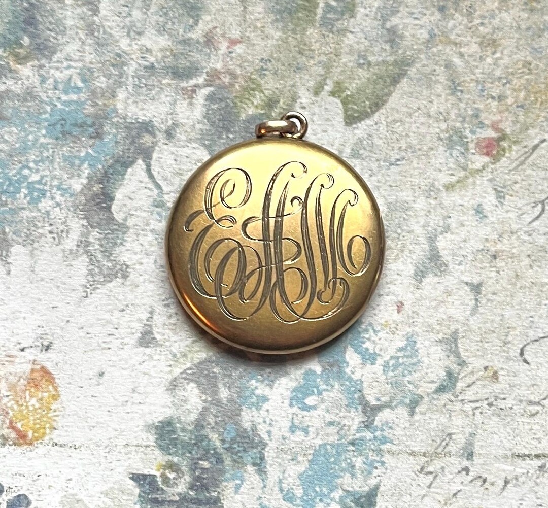 Antique Edwardian Locket With Engraved Monogram Cipher Initials E A M ...