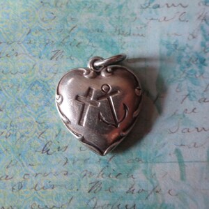 Vintage Sterling Puffy Heart Rebus Charm for Hope, Faith and Charity ...
