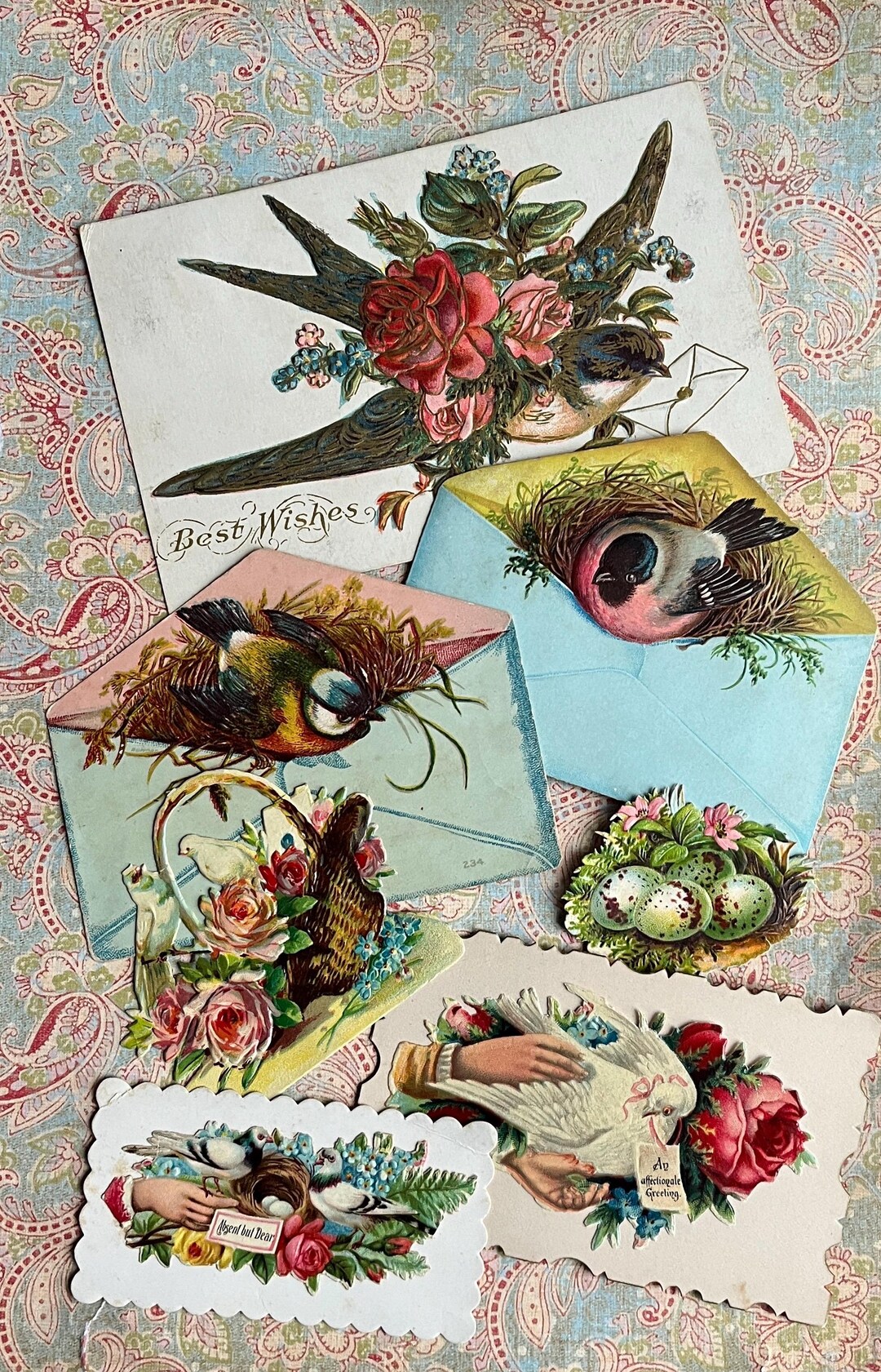 Antique Victorian Ephemera Lot, Bird Motif, Inspiration for Journaling ...