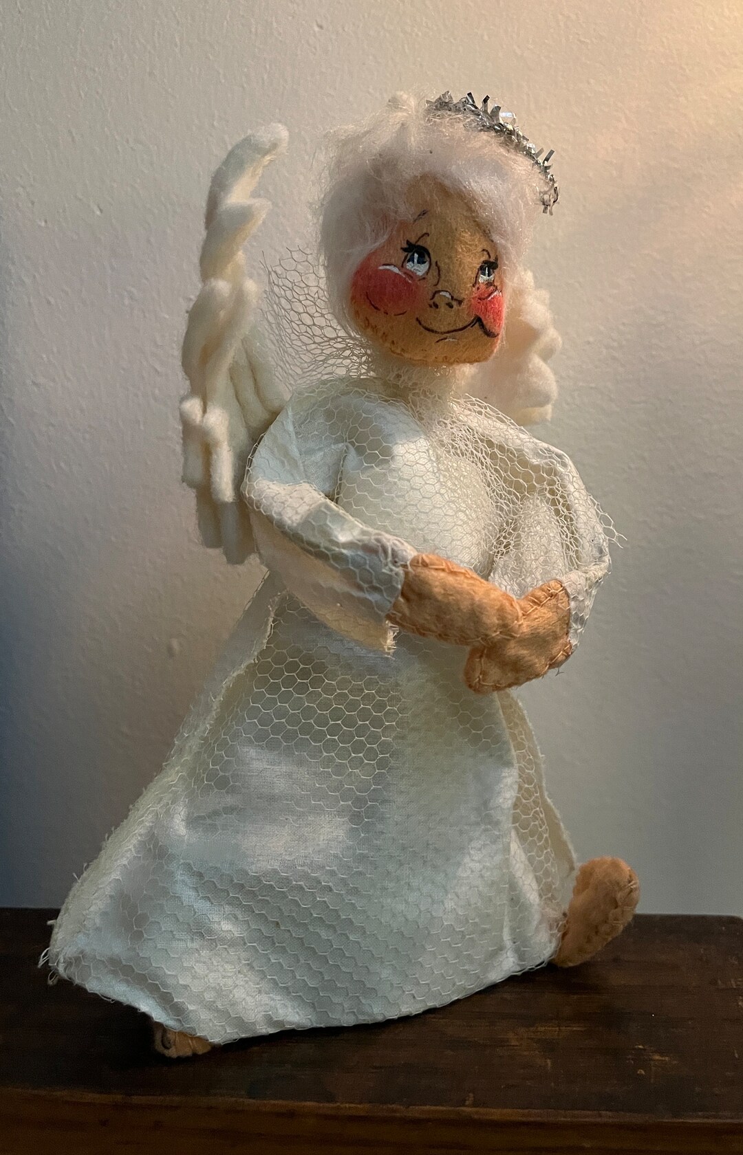 Vintage Angel Tree Topper, Fabric Gown and Felt Wings, Annalee ...