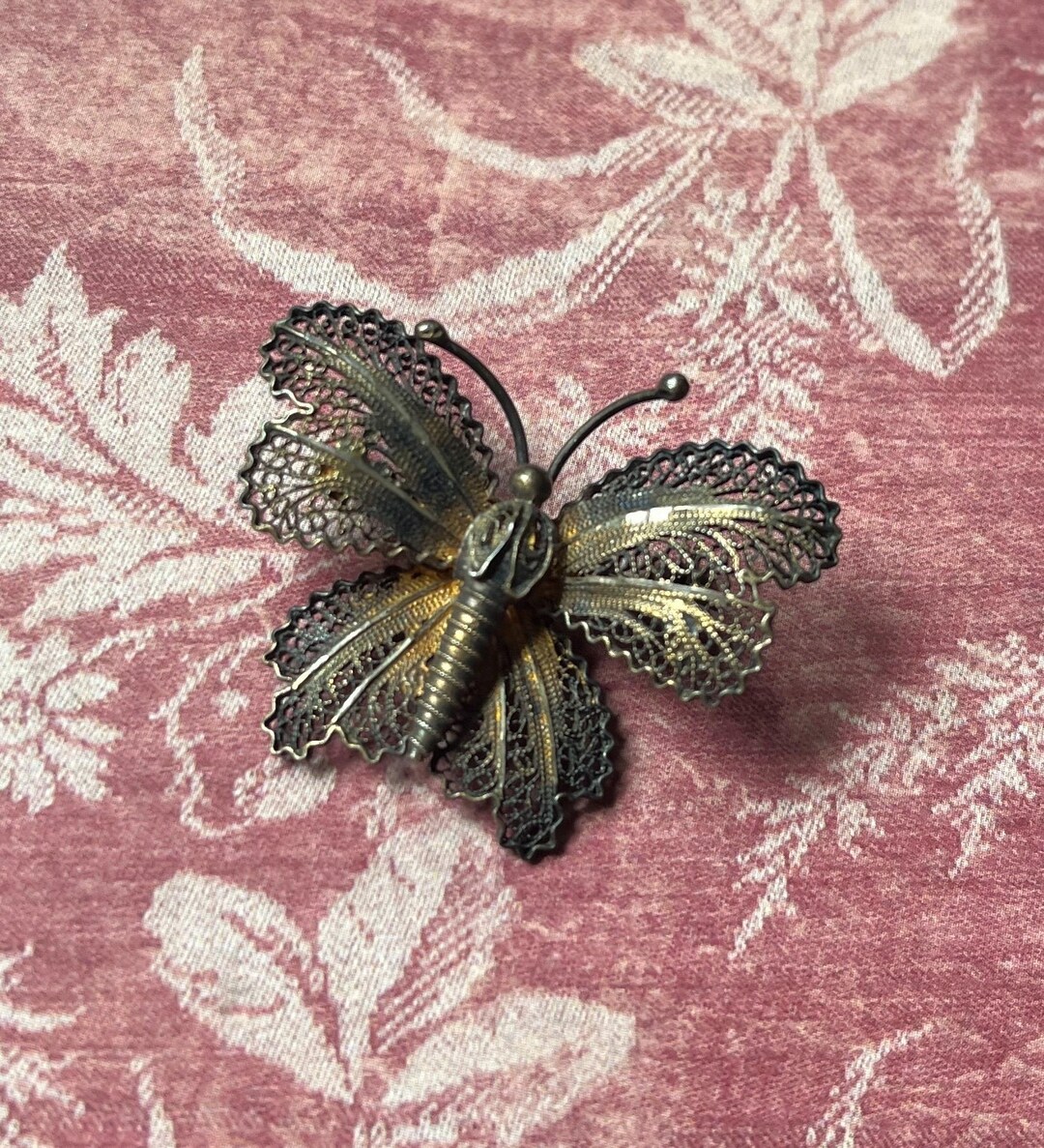 Vintage Filigree Butterfly Brooch, 800 Sterling With Gold Wash and ...