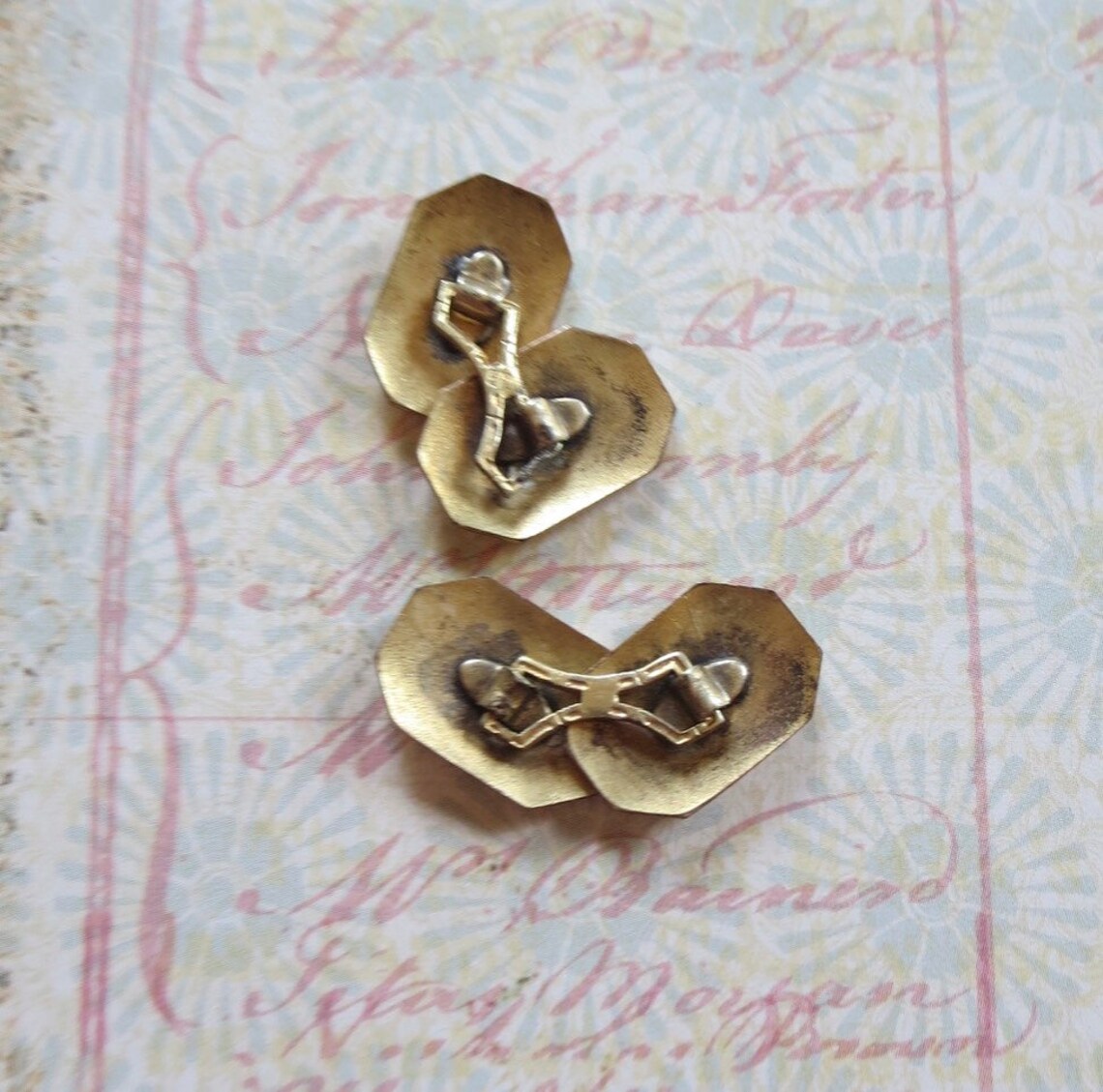 Vintage Edwardian Bloomed Finish Double Button Cufflinks in - Etsy
