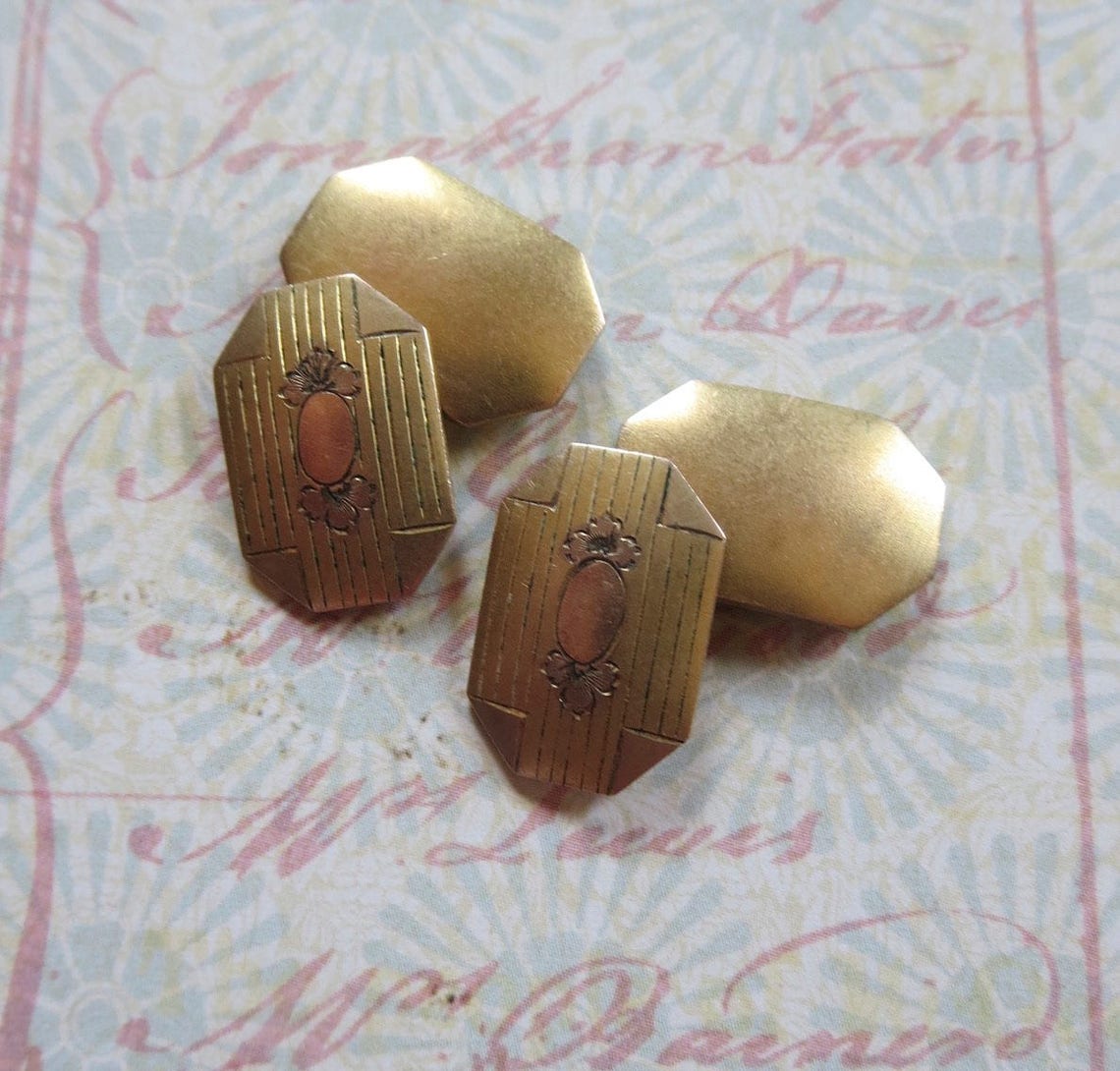 Vintage Edwardian Bloomed Finish Double Button Cufflinks in - Etsy