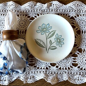 Vintage Set of 4 Side Plates With Cute Blue Flowers and Green Leaves ...