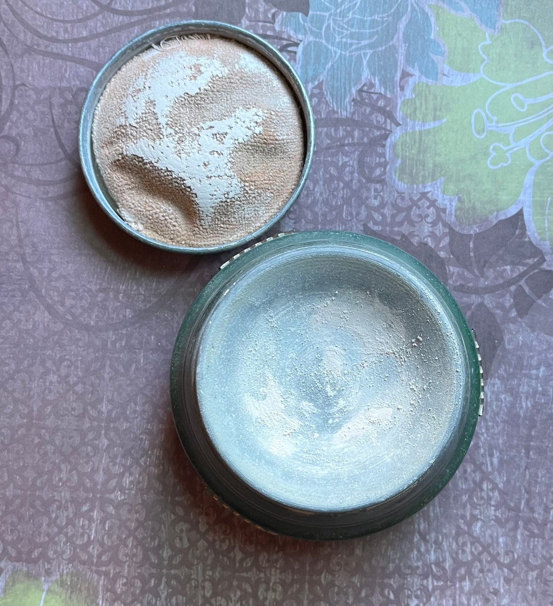 Antique Art Deco Metal Powder Box Compact in Blue With Metal - Etsy