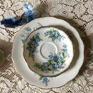 Vintage Forget Me Not Mismatched Bone China Set of Three With Dessert ...