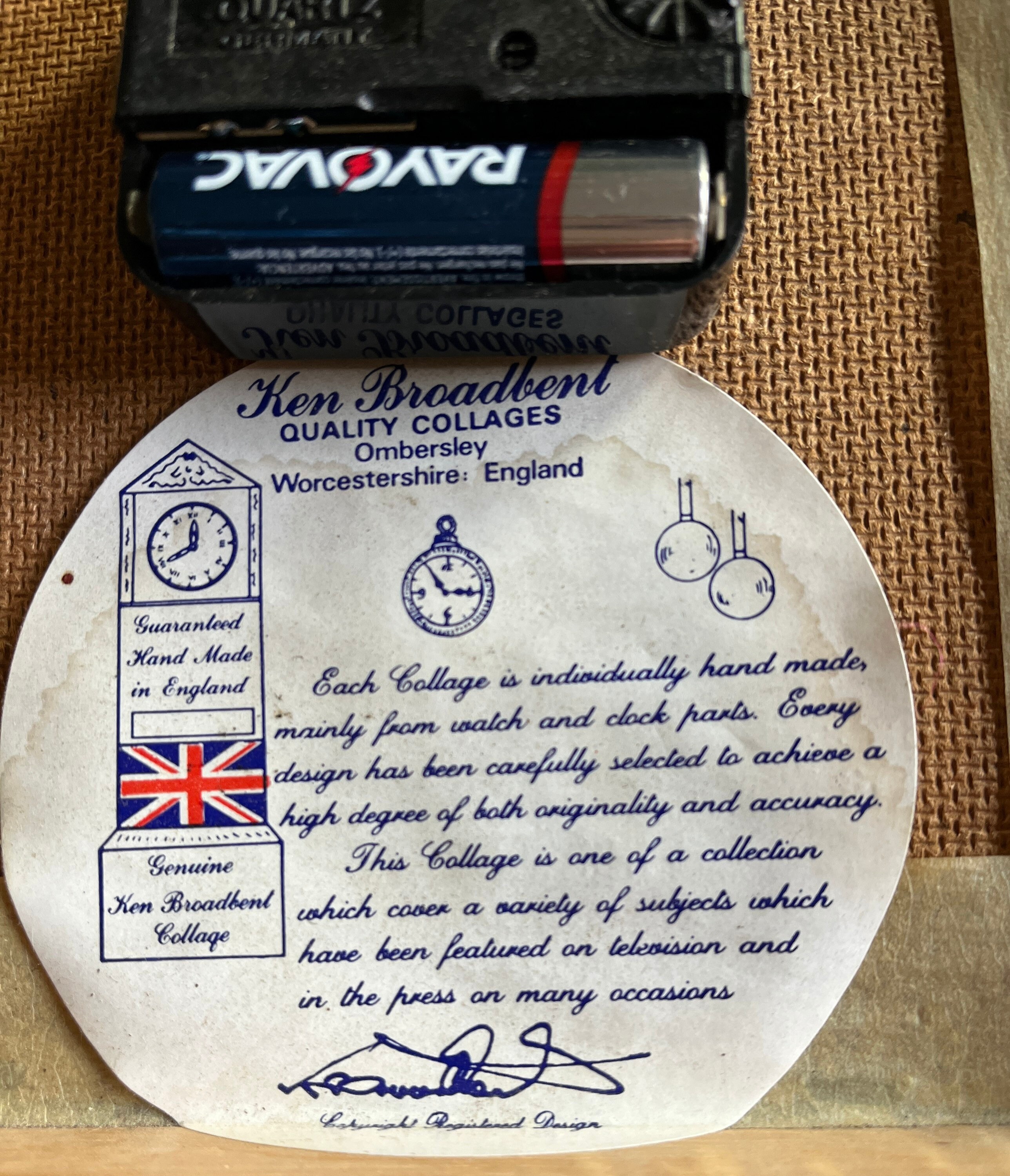 Eclectic Ken Broadbent Collage Clock in Shadowbox, Handmade With Watch ...