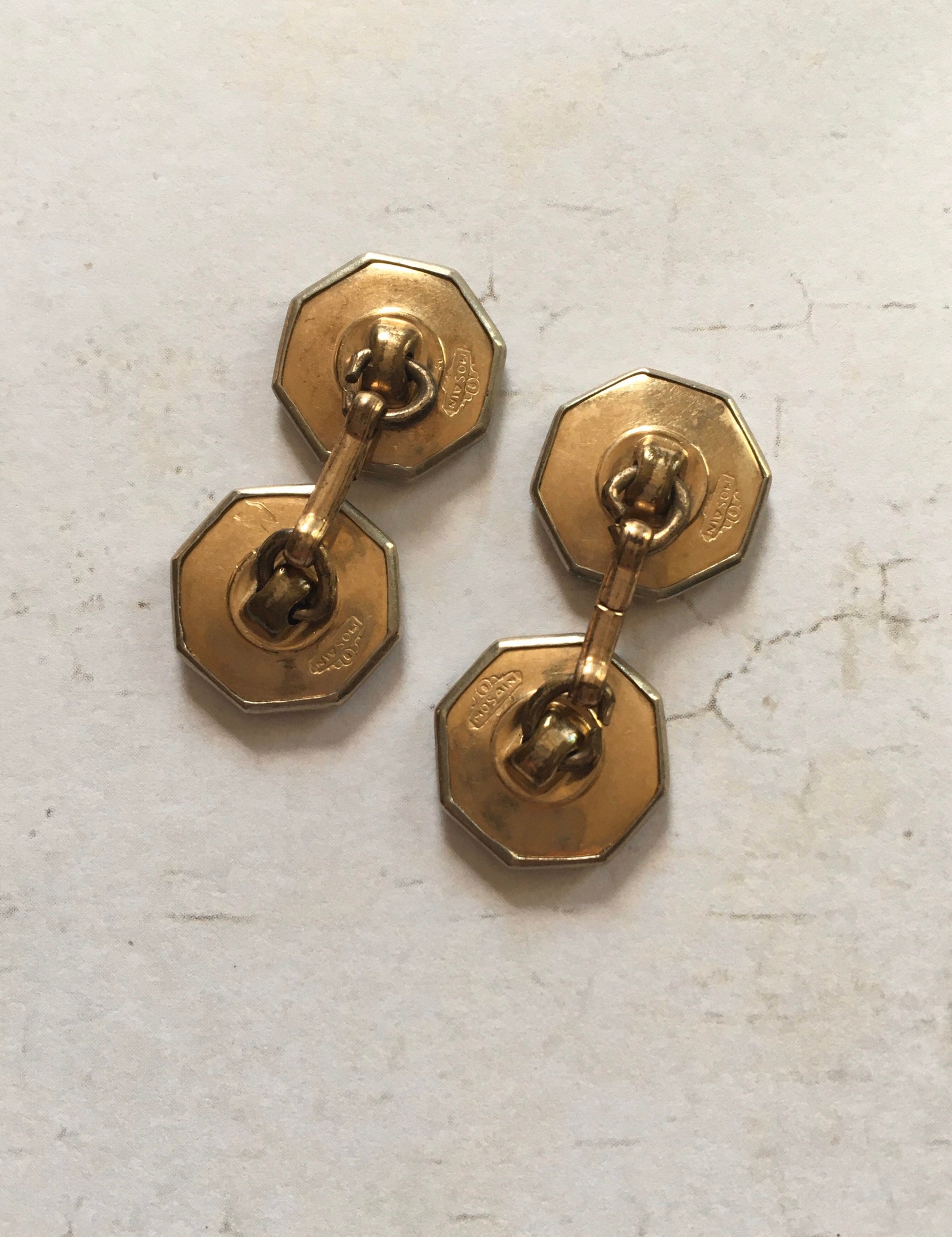 Antique Art Deco Black Mother of Pearl Double Button Cufflinks | Etsy