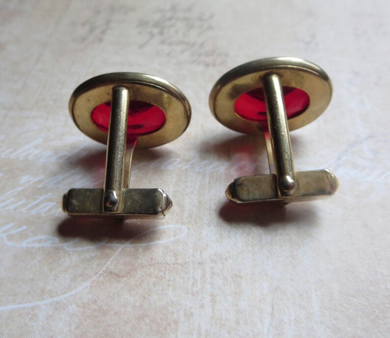 Vintage Anson Cufflinks With Faceted Red Glass Inlaid With - Etsy