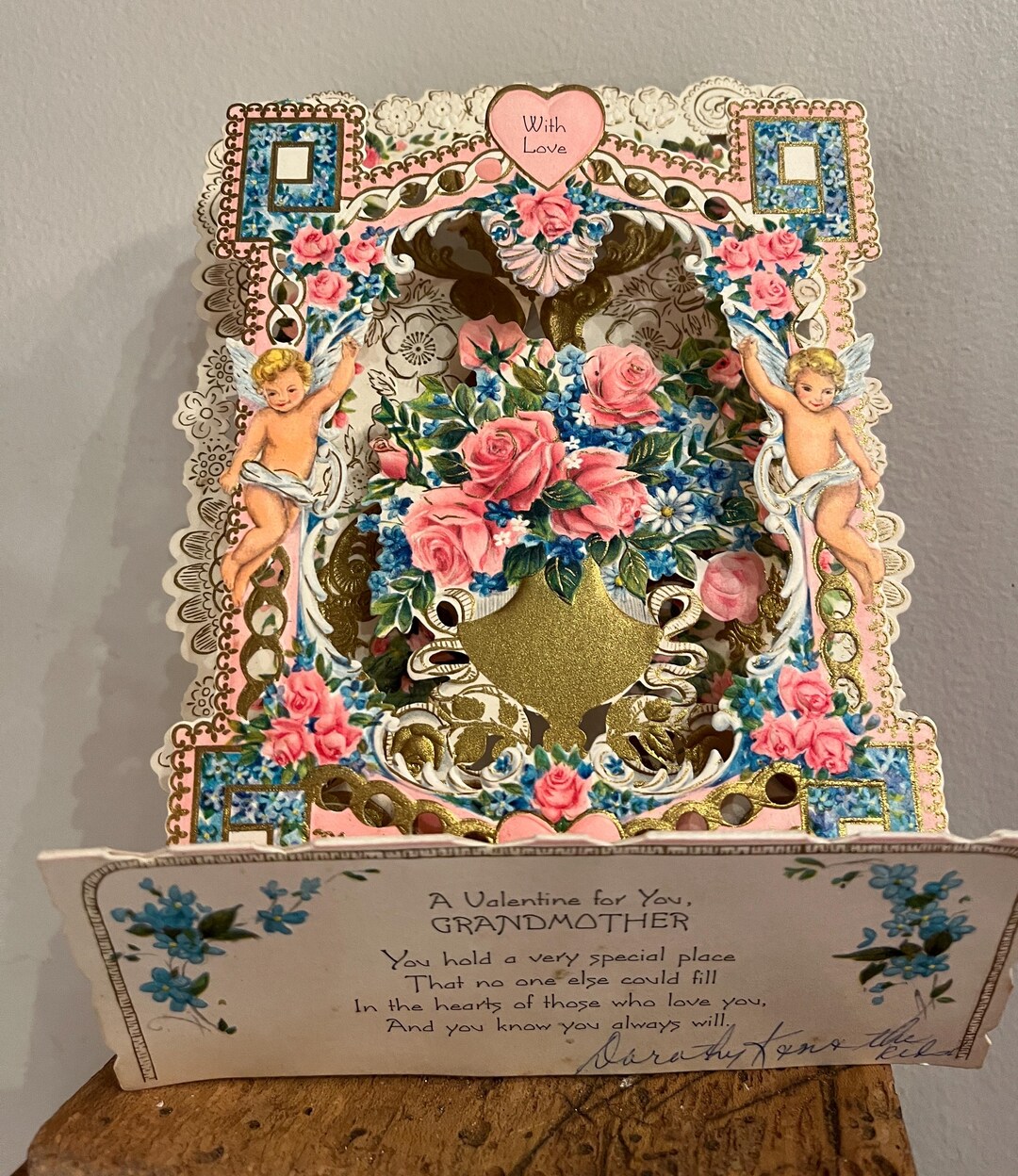 Vintage Ornate Hallmark Valentine Greeting Card for Grandmother ...