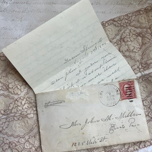 Antique Victorian Lot of Ephemera, Handwritten 1899 Letter, Floral ...