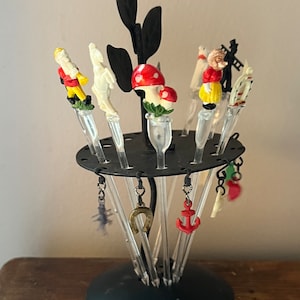 Vintage Plastic Cocktail Sticks and Plastic Charm Barware Set in Black ...