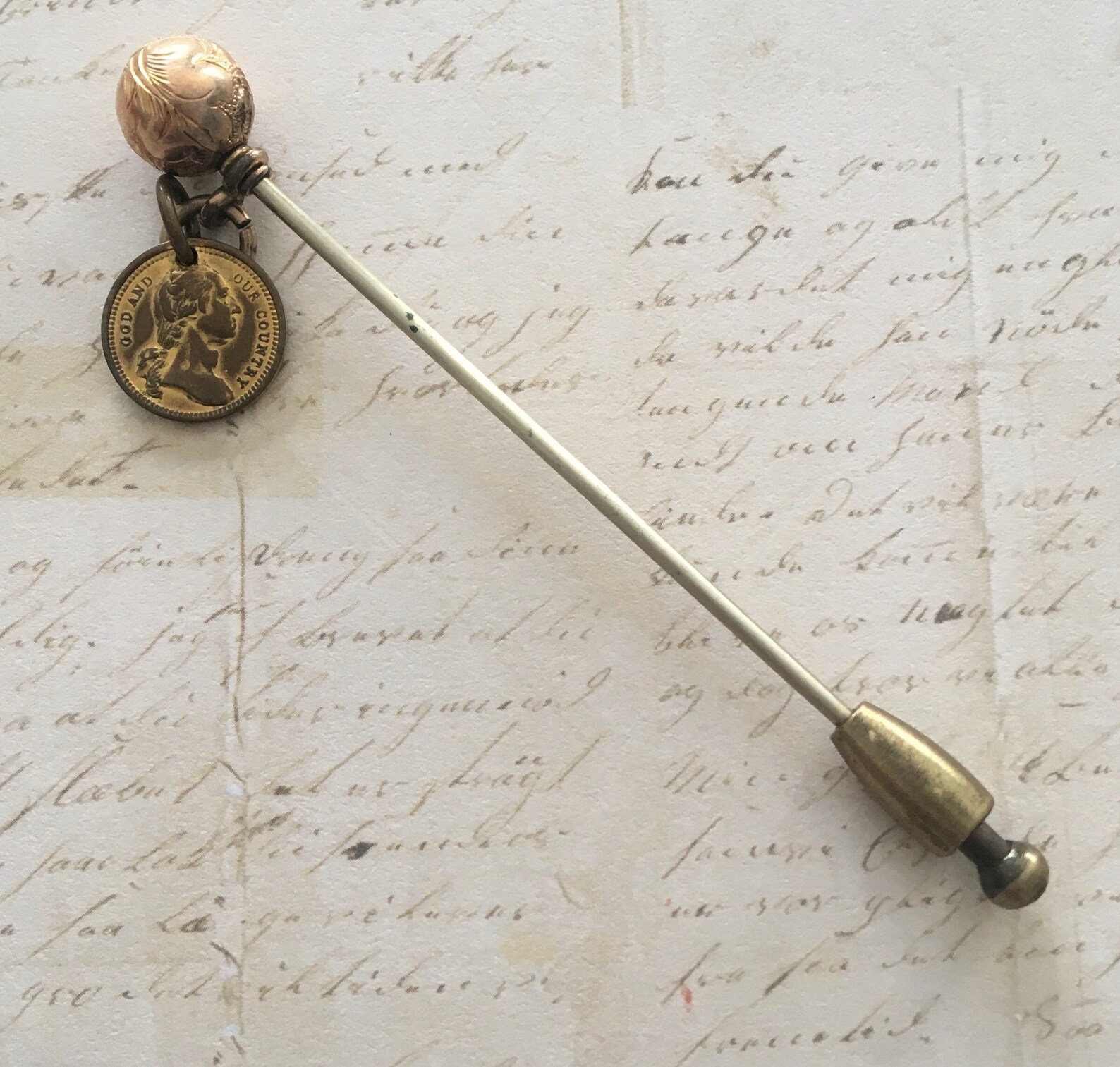 Antique Victorian Stickpin With Decorative Chased Ball End | Etsy