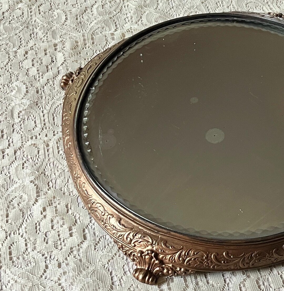 Antique Art Nouveau Plateau Vanity Mirror, Decorative Bevel, Van Bergh ...