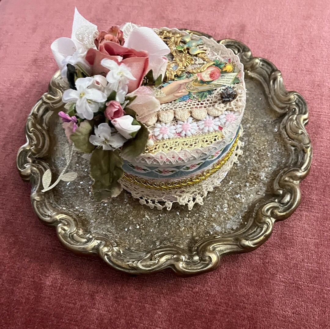 Sweet Pink Hat Style Assemblage Box, Vintage Millinery, Lace, Trim ...