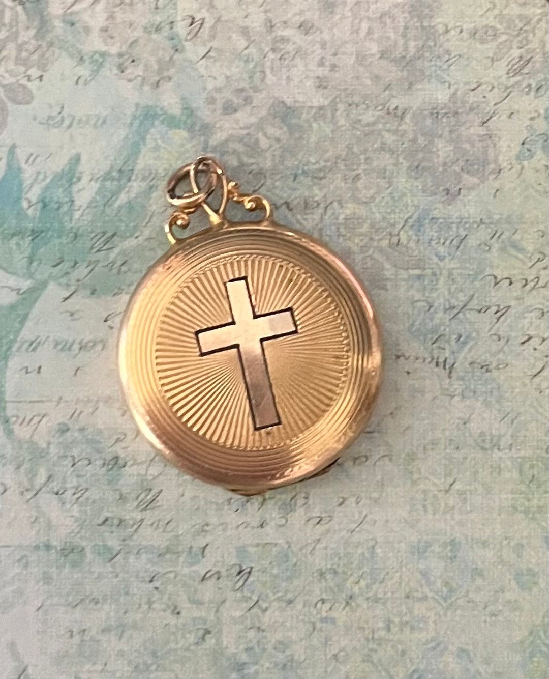 Antique Edwardian Locket With Radiant Cross in Gold Filled Locket With ...