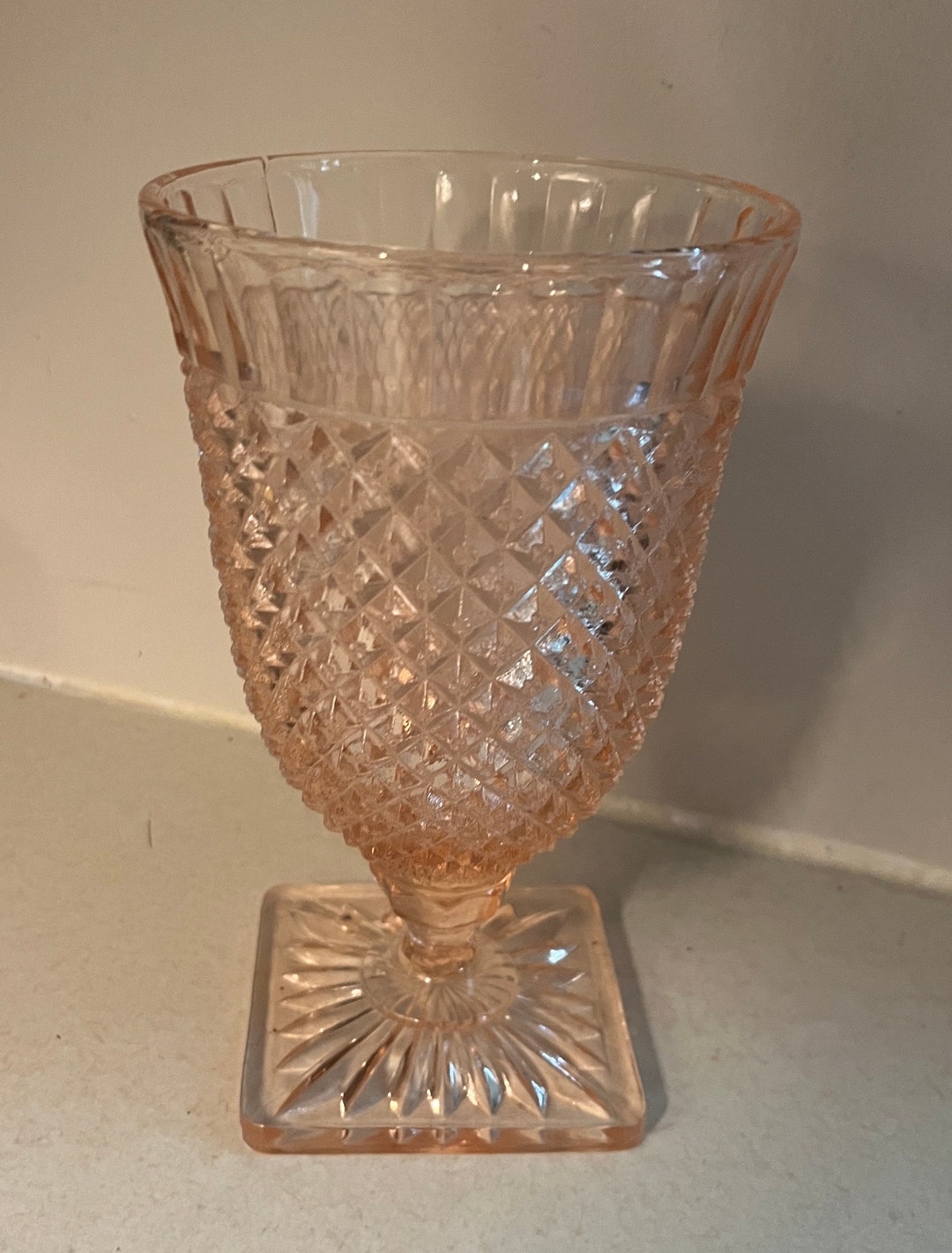 Vintage Pink Depression Glass, Miss America With Raised Diamond Pattern ...