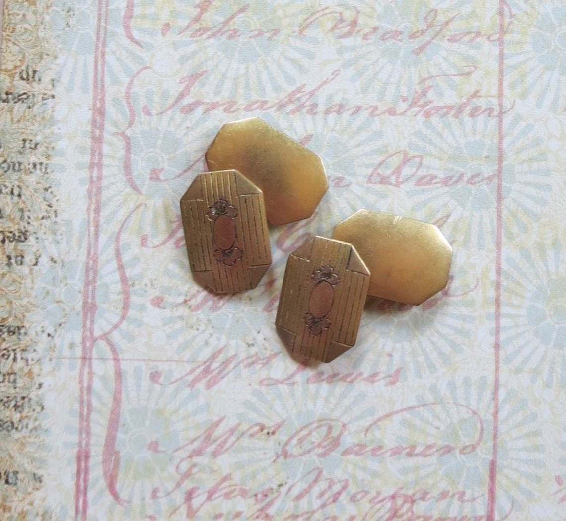 Vintage Edwardian Bloomed Finish Double Button Cufflinks in - Etsy
