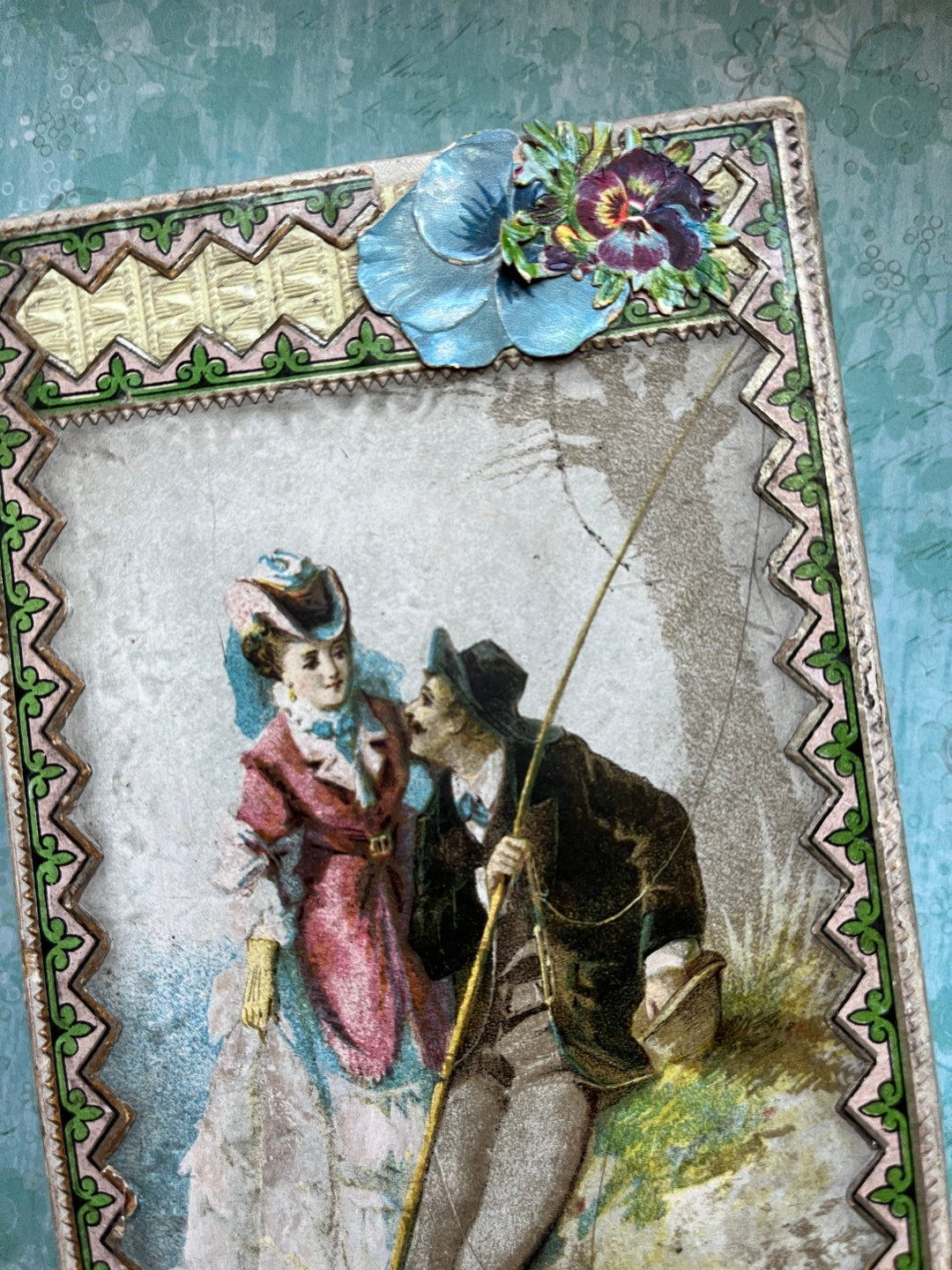 Antique Victorian Candy Box With Lithographic Image of Couple - Etsy