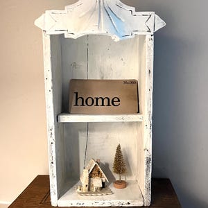 Vintage Rustic Wood Divided Box Shelf, White Washed Paint, Compartments ...
