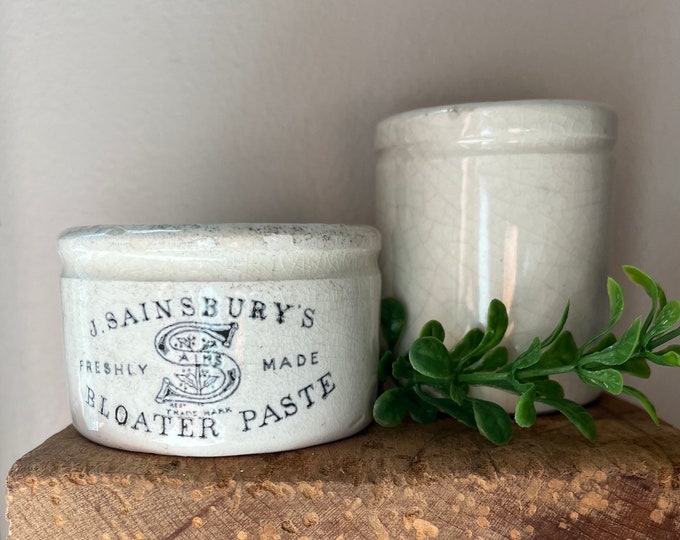 Antique Miniature J. Sainsbury Bloater Paste Stoneware Crock With Lip ...