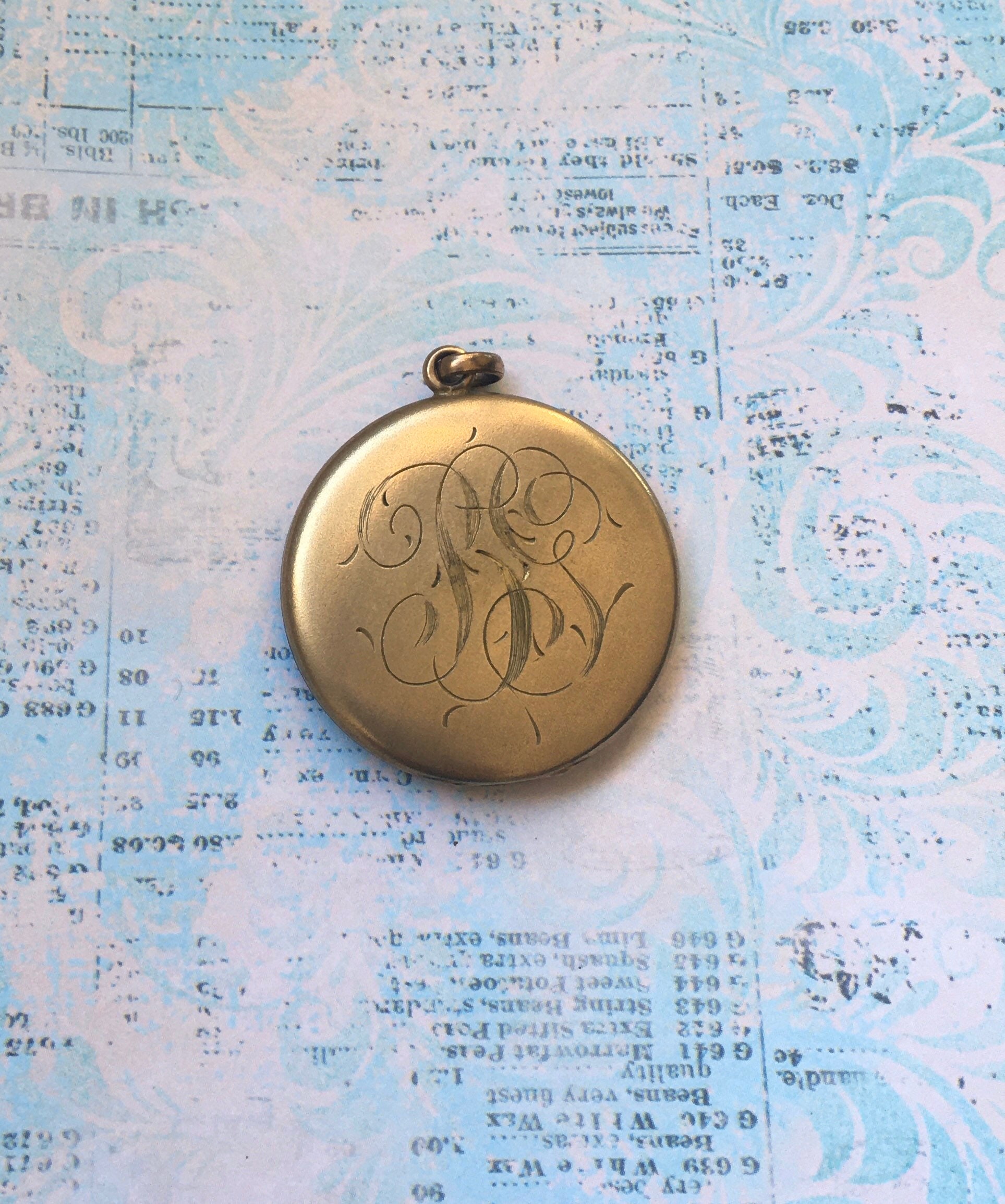Antique Edwardian Locket with Engraved Monogram B G Gold | Etsy
