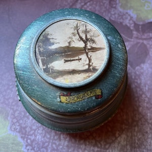 Antique Art Deco Metal Powder Box Compact in Blue With Metal Legs ...