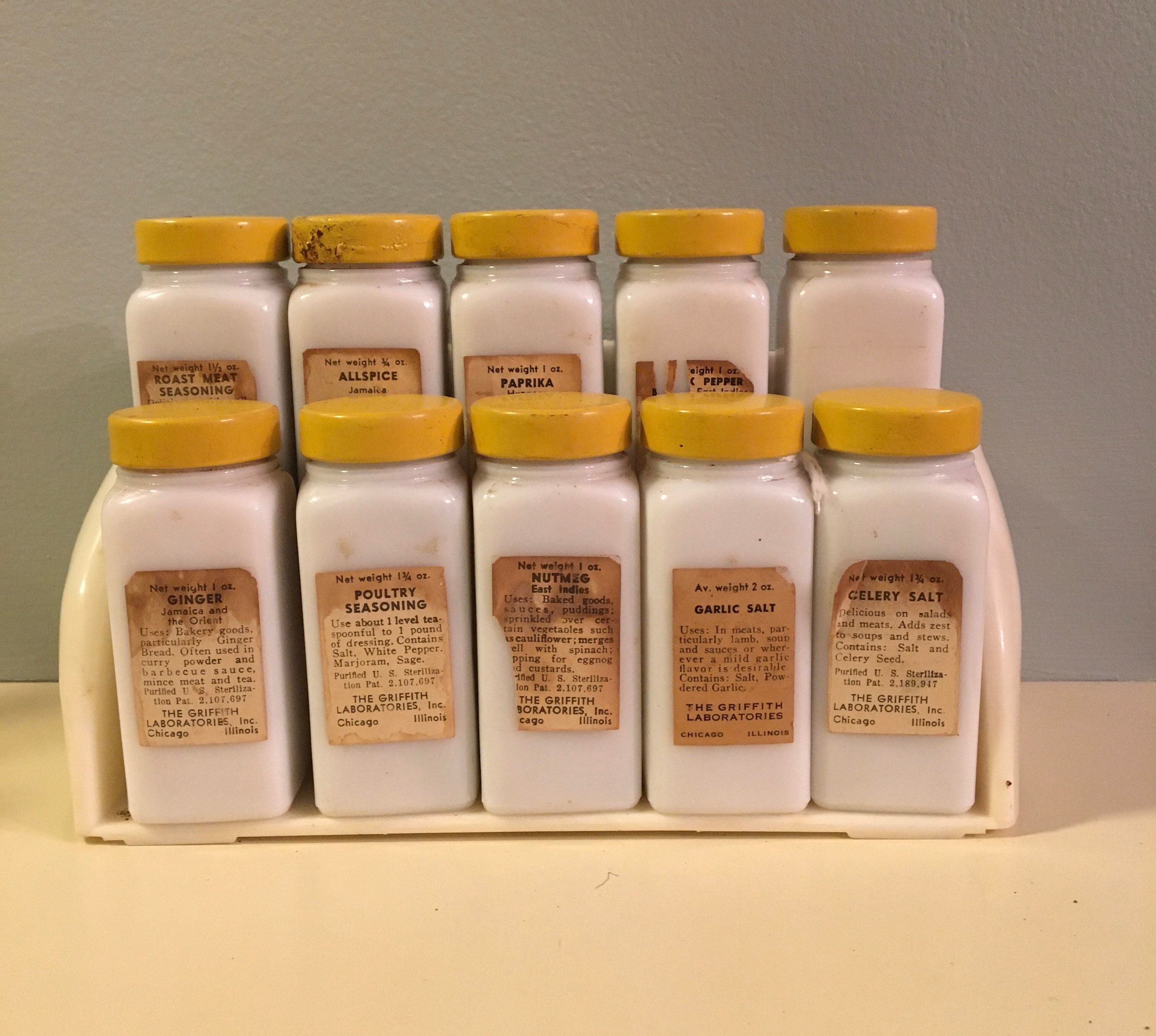 Vintage Griffith Laboratories Milk Glass Spice Jars Set Sunny - Etsy