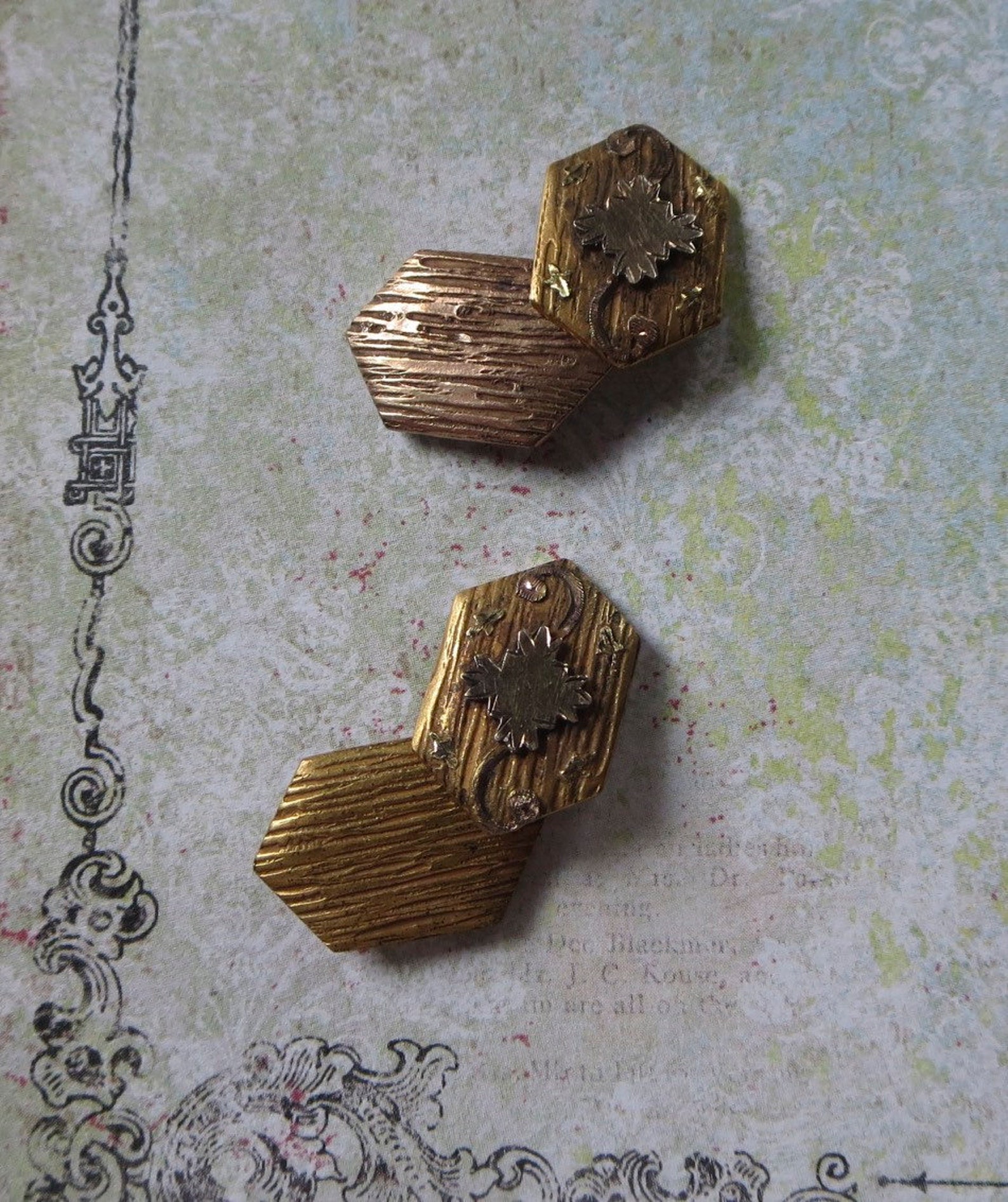 Antique Aesthetic Design Double Button Cufflinks in Goldtone - Etsy
