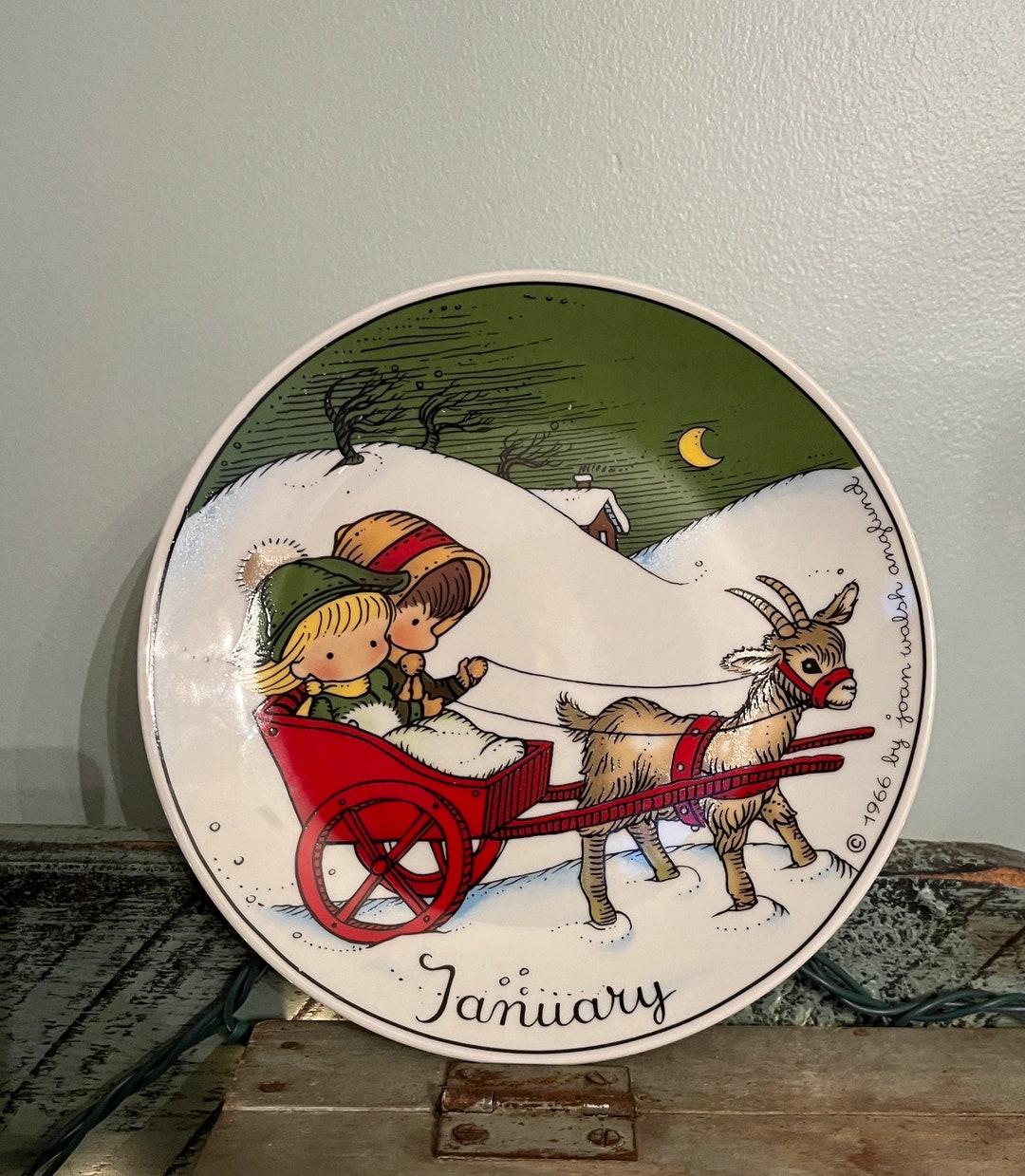 Vintage Ceramic January Plate by Artist Joan Walsh Anglund, Wintery ...