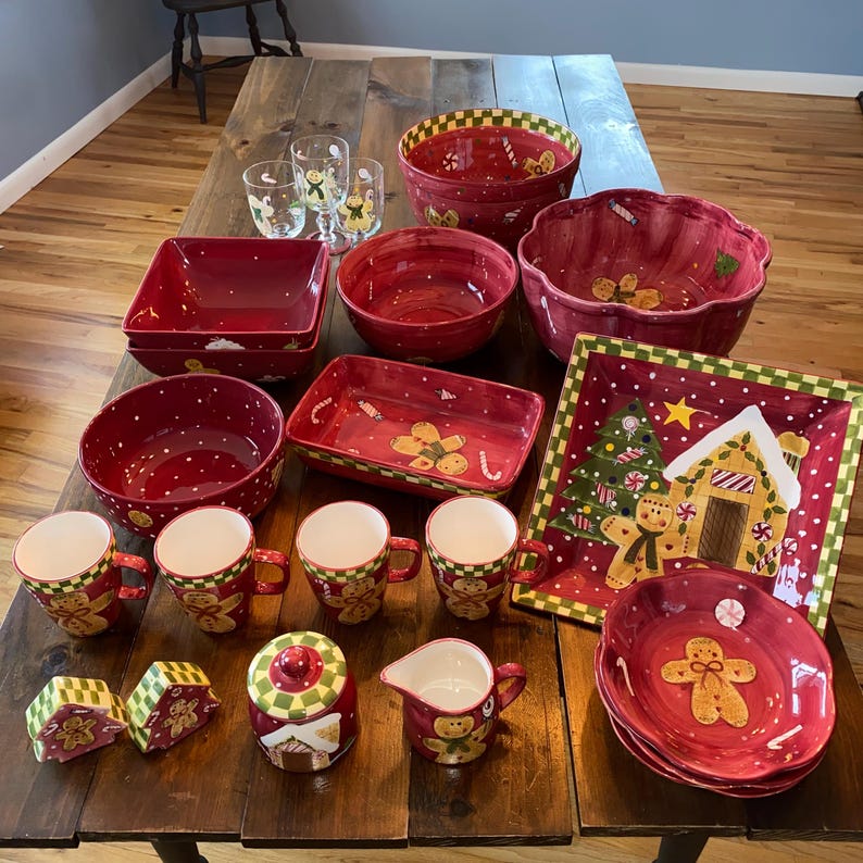 22 Piece Lot of Vintage Laurie Gates Ceramic Holiday Treats Gingerbread ...