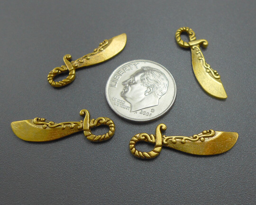10 Gold Sword Charms Goldtone Metal s612-cnt - Etsy