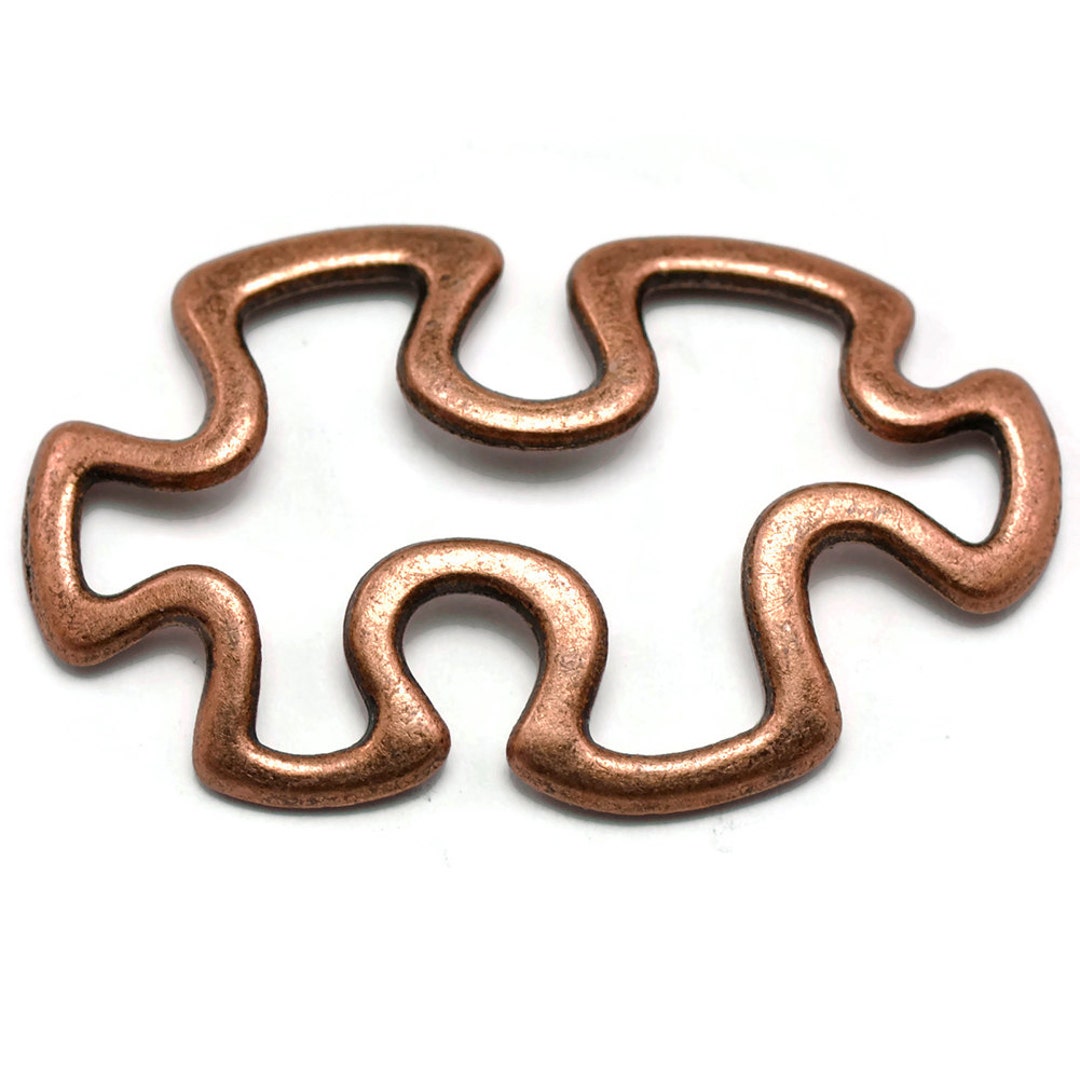 6 Copper Puzzle Piece Charms, Connectors Copper Tone Metal s499-cnt - Etsy