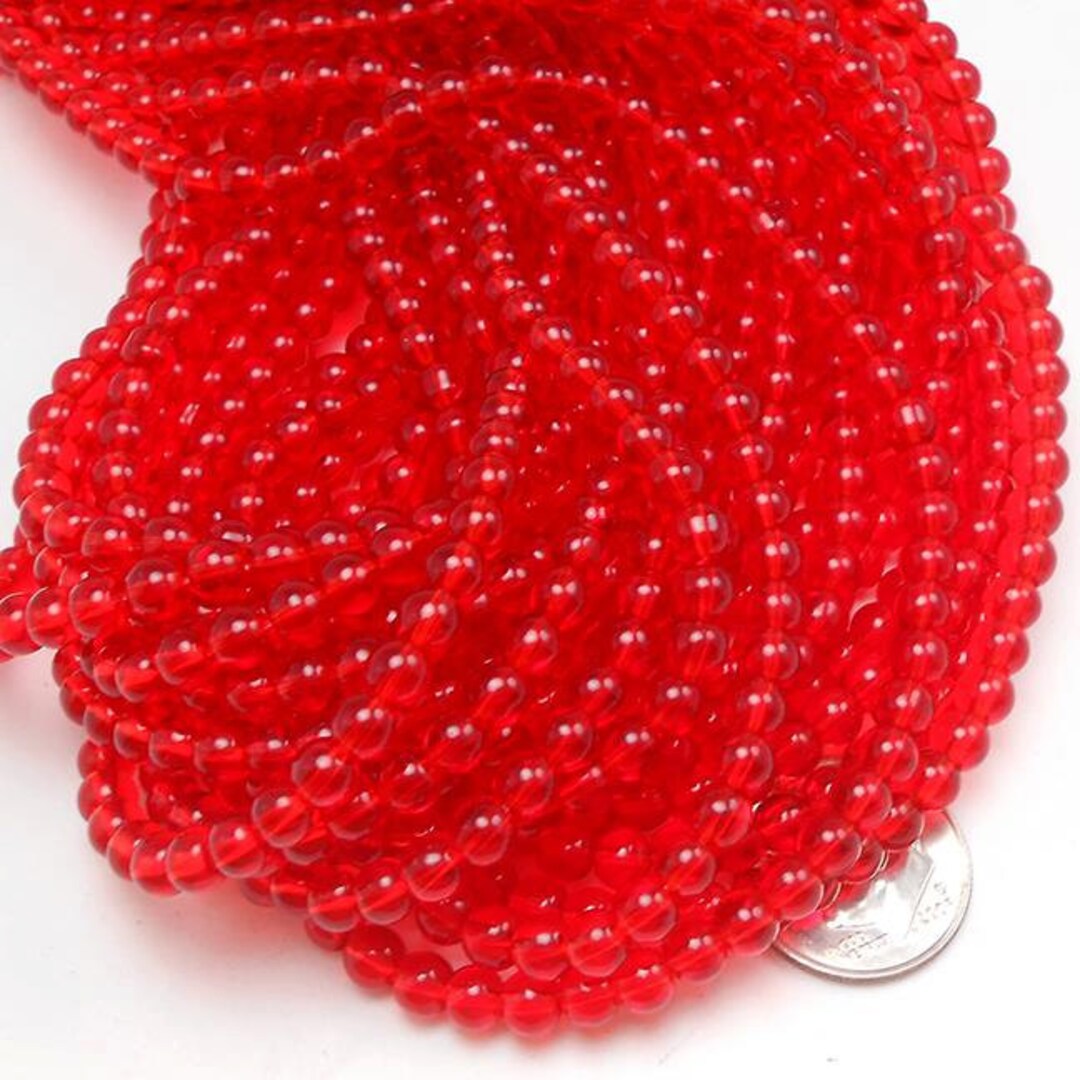 5MM Translucent Red Glass Beads Strand of 76 Beads - Etsy