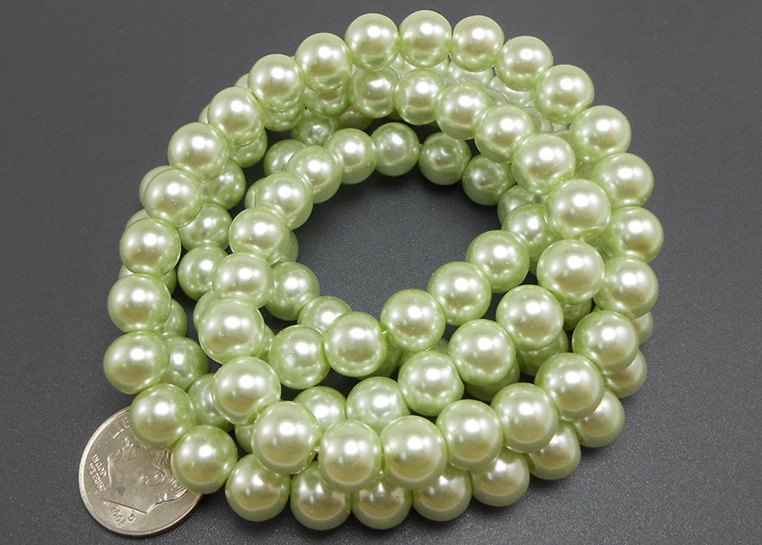 50 Light Celery Green Glass Pearl Beads 8mm Round - Etsy