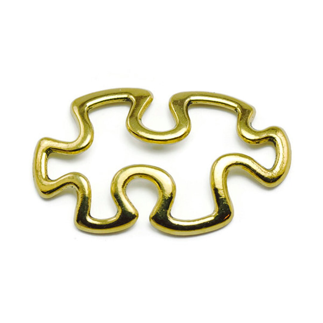 Gold Puzzle Piece Charms Puzzle Piece Connectors Gold Tone Set of 6 ...